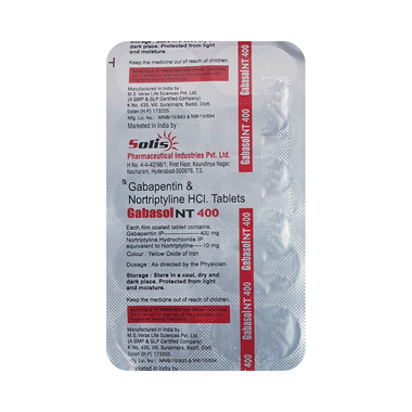 Gabasol NT 400 Tablet 10.0 tablets in 1 strip | GetOMeds