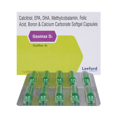 Geomax D3 Softgel for Osteoporosis 10.0 soft gelatin capsules in 1 ...