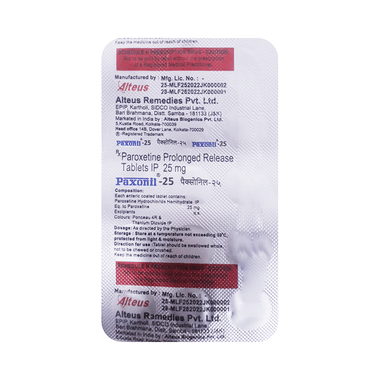 Paxonil 25 Tablet PR 15.0 Tablet pr in 1 strip | GetOMeds