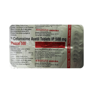 Pluscef 500mg Tablet 10.0 tablets in 1 strip | GetOMeds