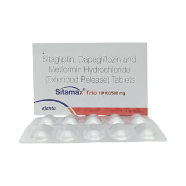 Sitamax Trio 10mg/500mg/100mg Tablet 10.0 tablets in 1 strip | GetOMeds